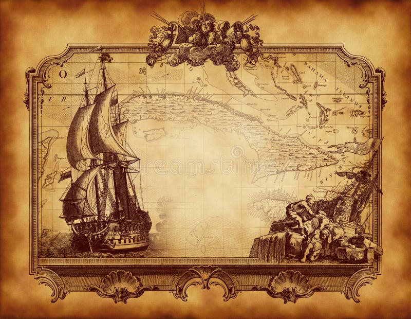 Vintage Frame Parchment stock illustration. Illustration of ship - 59596354