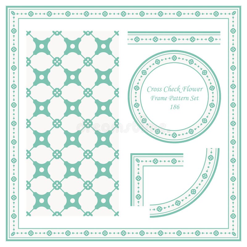 Vintage Frame Pattern Set 186 Cross Check Flower Stock Vector ...