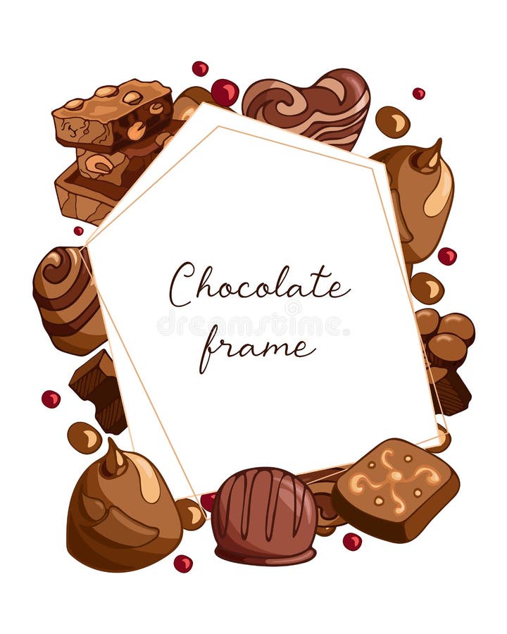 Vintage Frame with Pieces of Milk Chocolate with Nuts and Chocolates ...
