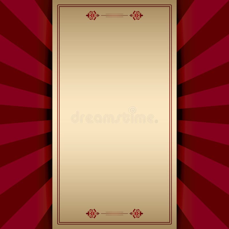 Vintage Frame on Red Decorative Vector Background with Rays Stock ...