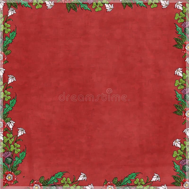 Vintage Frame, with Red, Flowers and Leaves. Stock Illustration ...