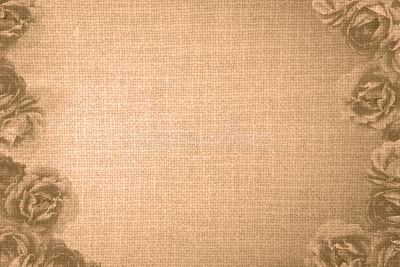 Vintage Frame with Roses and Old Orange Cloth Texture Retro Stock Image ...