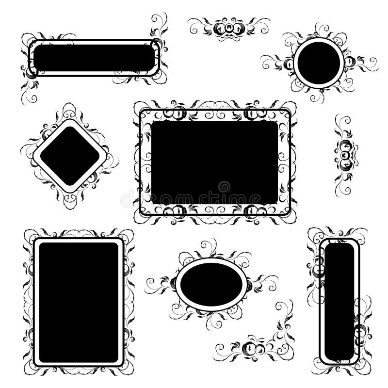 Vintage Frame Silhouette Set, Floral Ornament Stock Vector ...