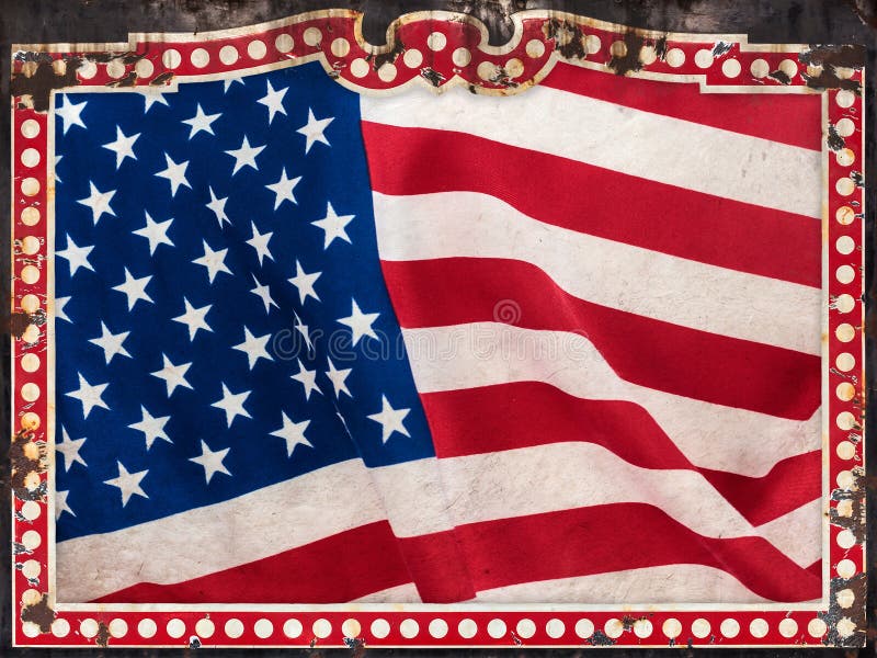 Vintage Frame with Weathered US Flag Stock Image - Image of blank ...