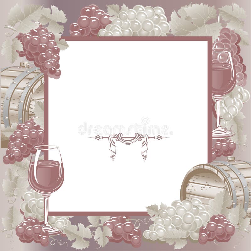 Vintage Frame with Wine and Grapes Stock Vector - Illustration of logo ...