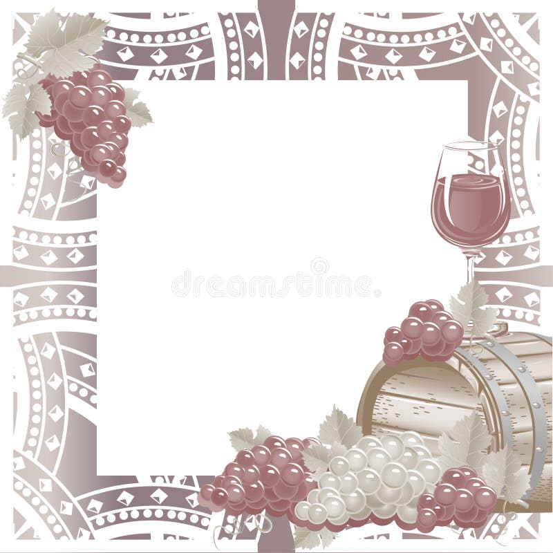 Vintage Frame with Wine and Grapes Stock Vector - Illustration of food ...