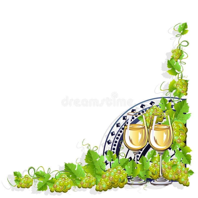 Vintage Frame with Wine and Grapes Stock Vector - Illustration of ...