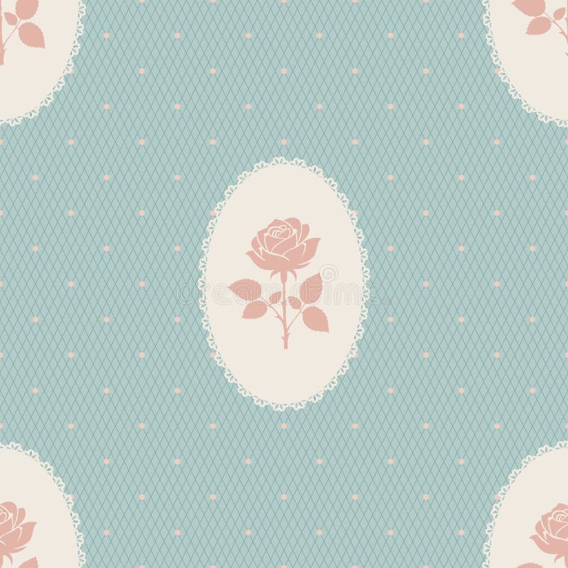 Vintage Framed Lace Rose Seamless Pattern. Cute Vector Illustration ...