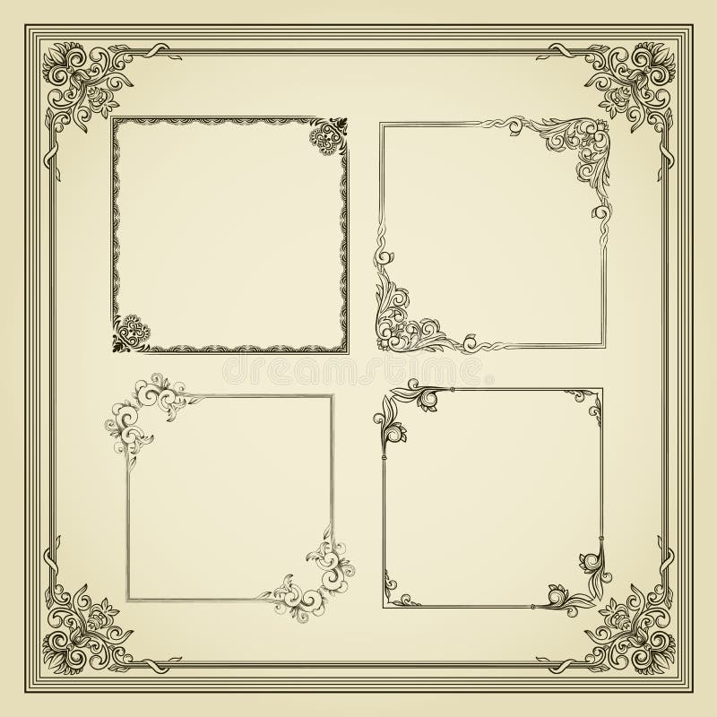 Vector Set. Ornate Frames and Vintage Scroll Elements Stock Vector ...