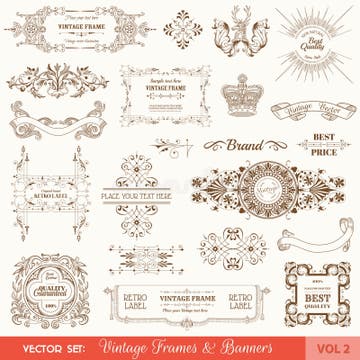 Vintage Frames and Banners stock vector. Illustration of holidays ...
