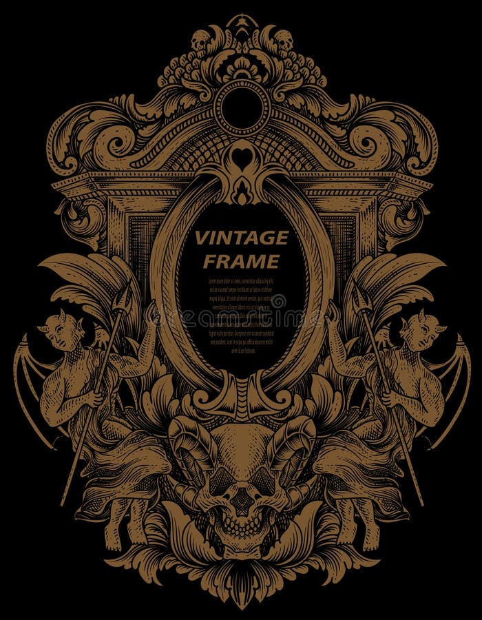 Vintage Frames in Baroque Antique Style. Engraving Retro Frames ...