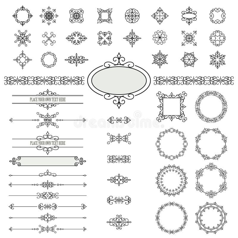 Vintage Frames, Dividers and Design Elements. Stock Illustration ...
