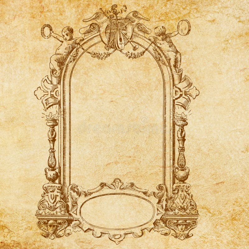 Vintage Frames Illustration Vector Drawing Frames Borders and Brown ...