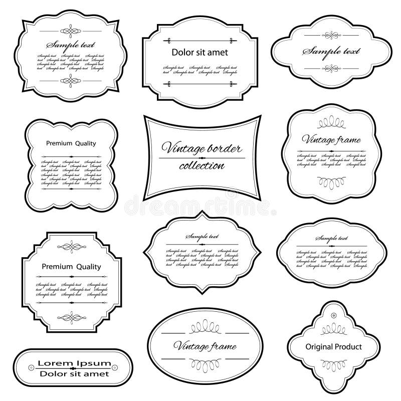 Vintage Frames and Labels Set Isolated on White. Stock Vector ...