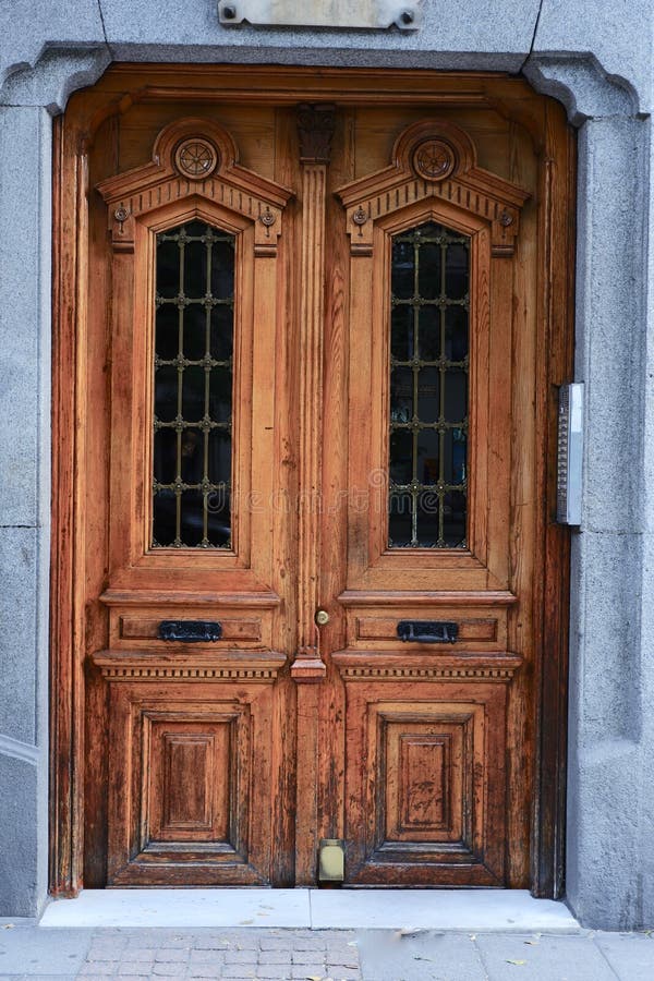 Vintage Front Door in Classical Style Downtown in Madrid, Spain Stock ...