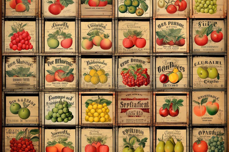 Vintage Fruit Crate Art Background Crafting Scrapbooking, Design ...