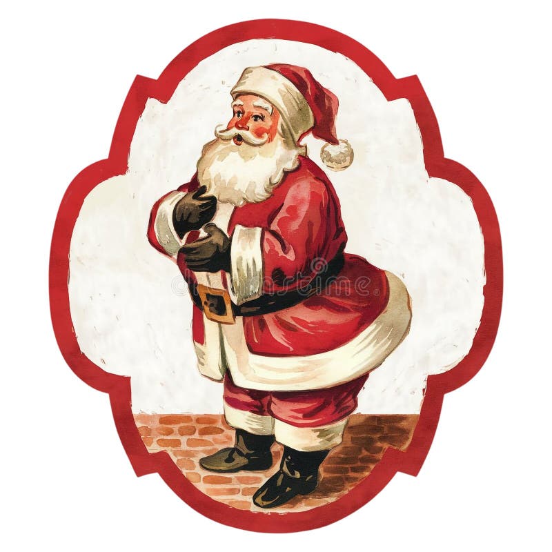Vintage Funny Santa Claus Tag Printable. Red Tag Stock Illustration ...