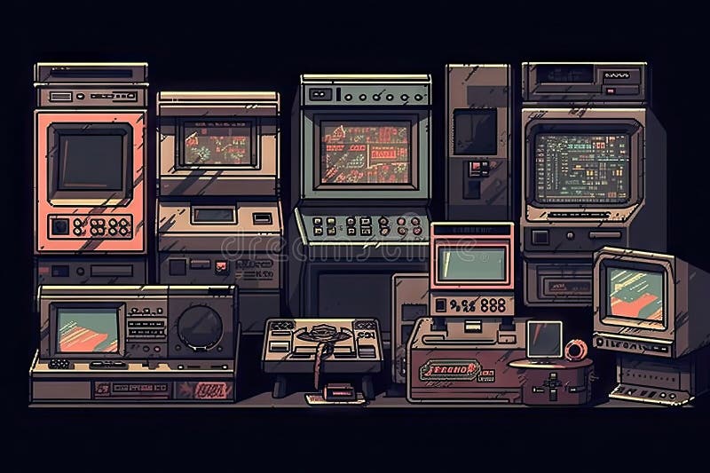 Vintage Game Console Pixel Art Collection Stock Illustration ...