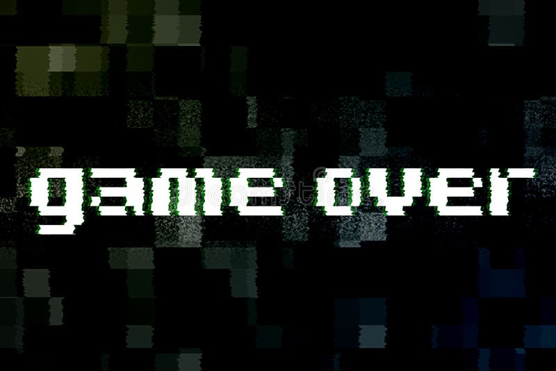 Vintage Game Over Text Title on Tv Screen Noise Background, with Multi ...