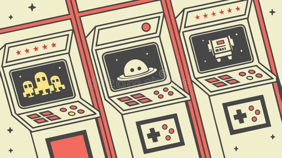 Vintage Gaming Character Arcade Scene Pattern, Vector Design Generative ...