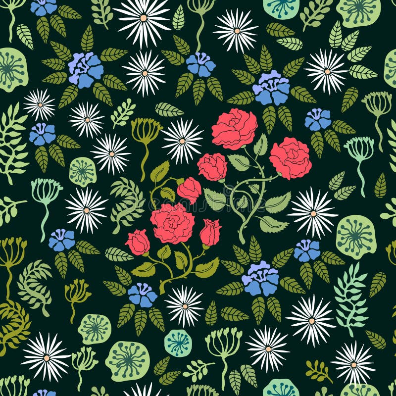 Vintage garden pattern. stock vector. Illustration of motifs - 89439098