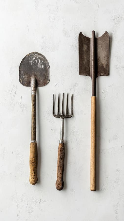 Vintage Gardening Tools on White Background Stock Image - Image of ...