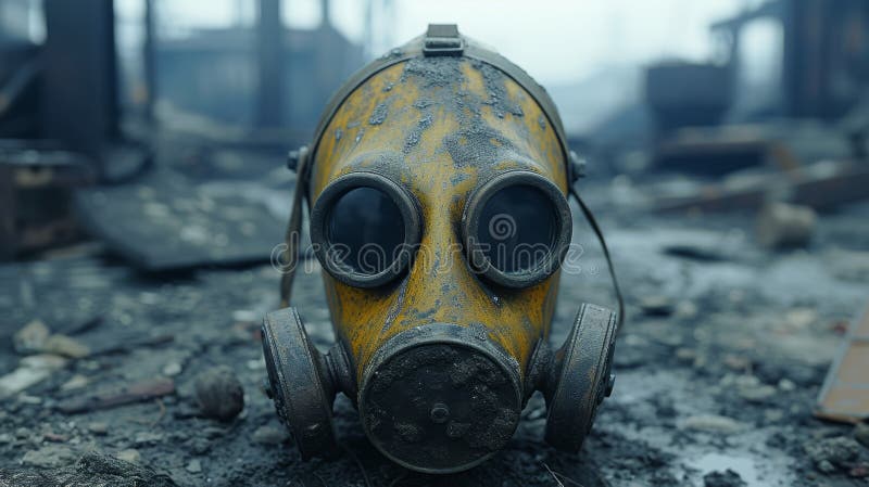 Vintage Gas Mask in a Post-Apocalyptic Scene Stock Image - Image of ...