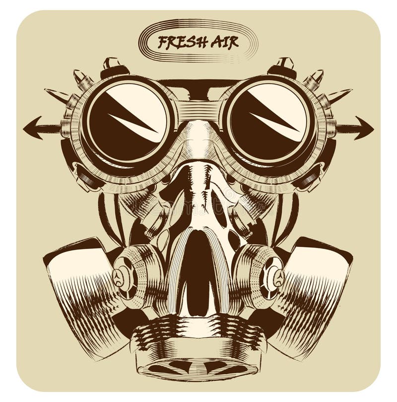 Vintage Gas Mask Vector Drawing Nice Art Stock Vector - Illustration of ...