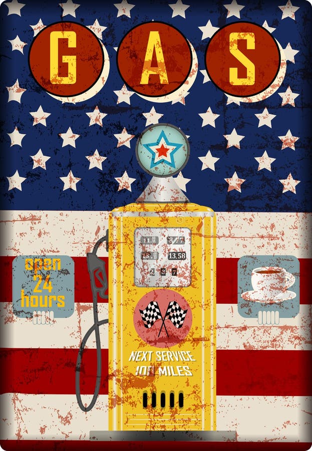 Vintage Gas Station Sign, Retro Style Vector Stock Vector ...