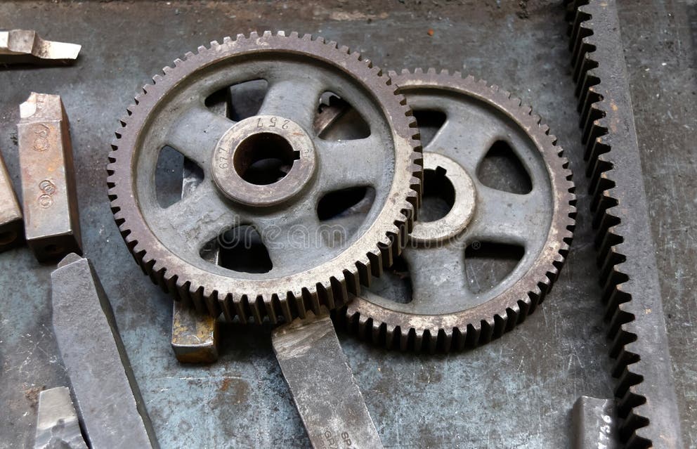 Vintage Gear Wheels on a Bench Stock Photo - Image of gear, bonding ...