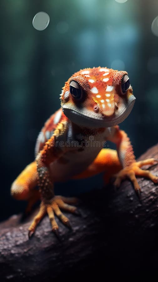 Vintage Gecko on Dark Background. Stock Illustration - Illustration of ...