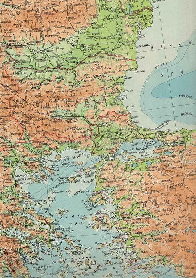 A Vintage Geographical Map of the Balkans. Editorial Photography ...