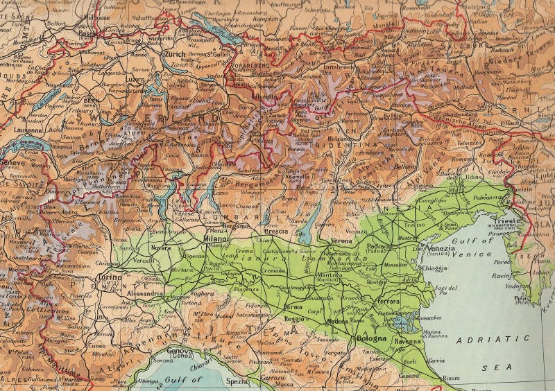 A Vintage Geographical Map of Switzerland an the Alps. Editorial Image ...