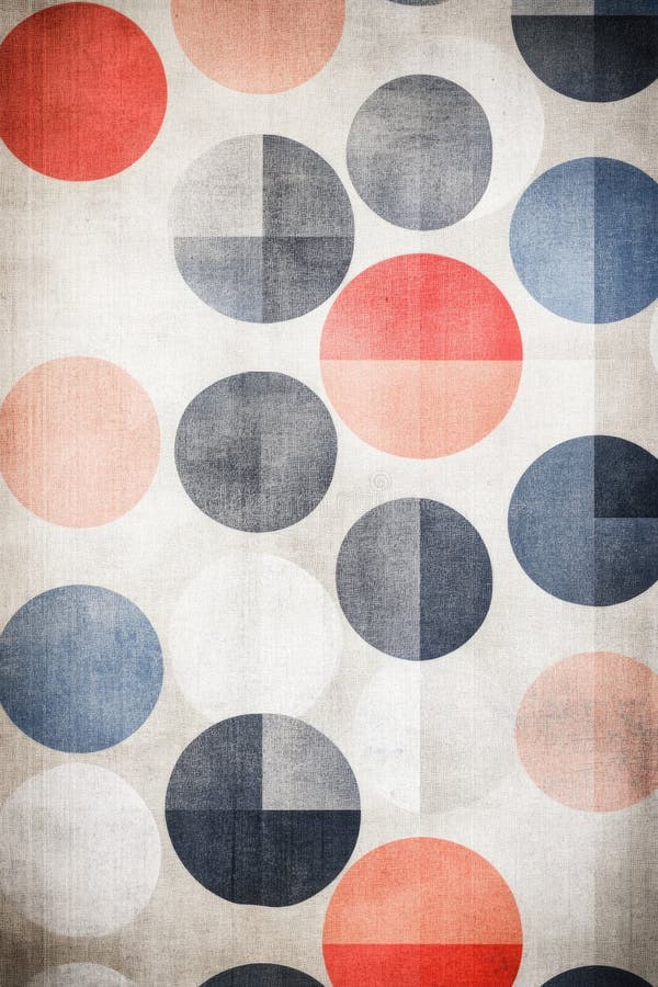 Vintage Geometric Abstract Pattern with Red and Blue Circles on ...