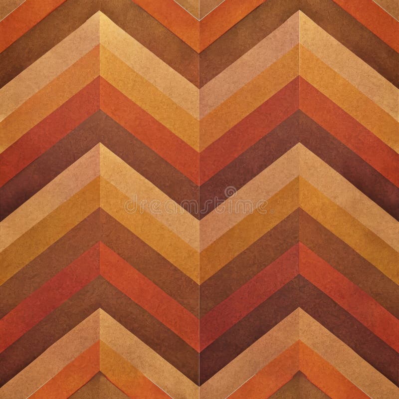 Vintage Geometric Pattern with Brown and Orange Chevron Design Stock ...