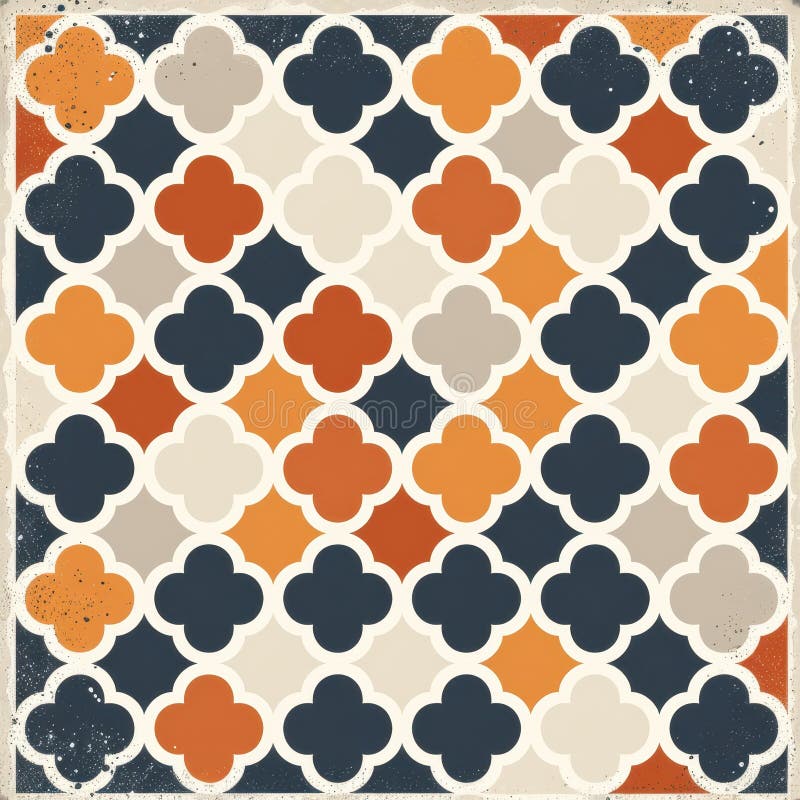 Vintage Geometric Pattern with Orange, Blue, and Grey Colors Stock ...