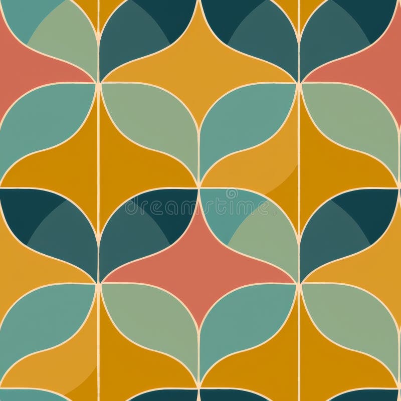 Vintage Geometric Pattern with Retro Colors and Seamless Design Stock ...