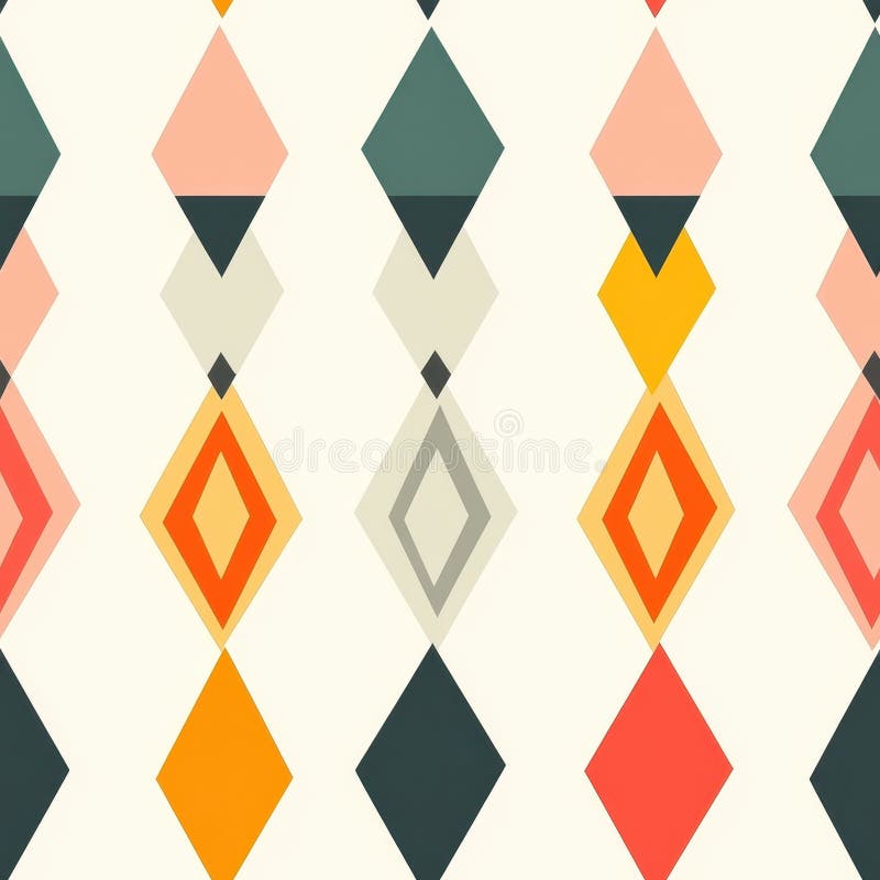 Vintage Geometric Pattern Wallpaper Design with Retro Colors Stock ...