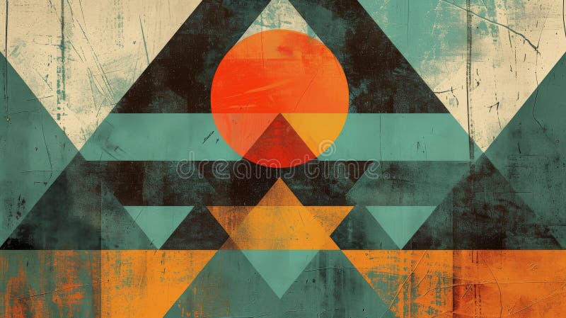 Retro Futuristic Sunset Illustration Warm Color Palette Stock Photos ...