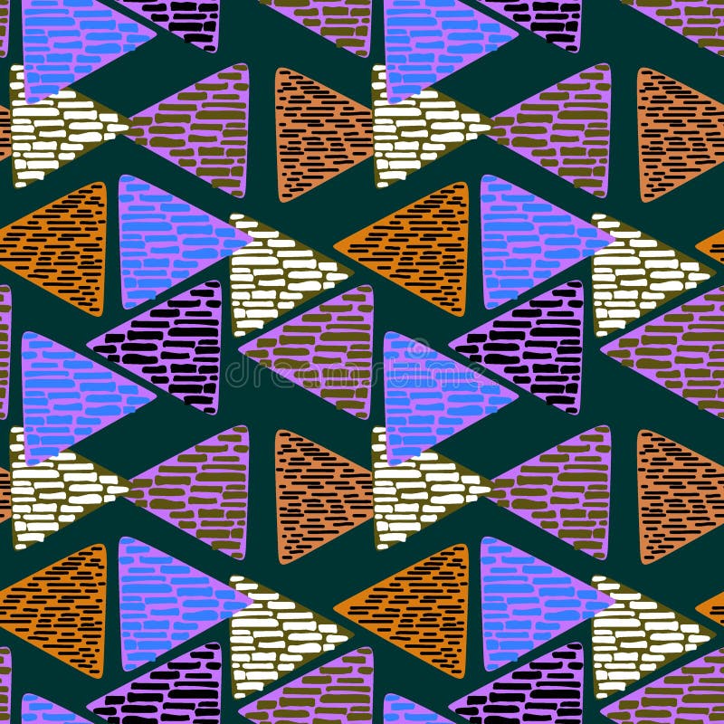 Feminine Vintage of Triangle Geometric Drawing Pattern Stock Vector ...