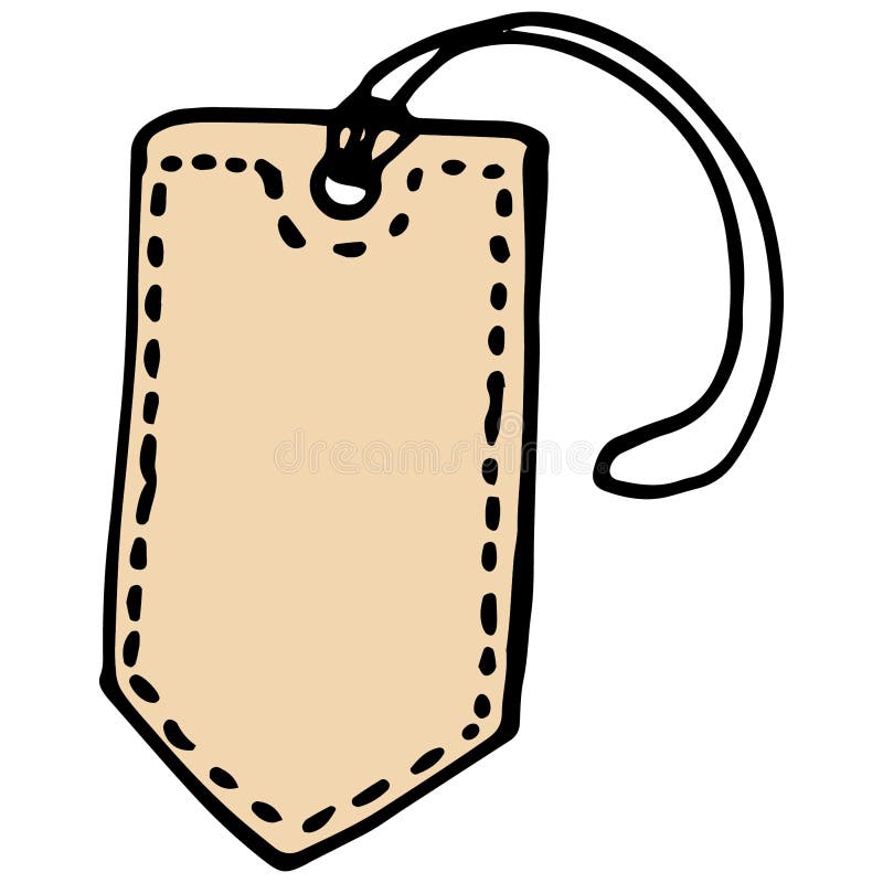 Vintage Gift Tag. Hand-drawn in the Style of Doodles, Rectangular Brown ...