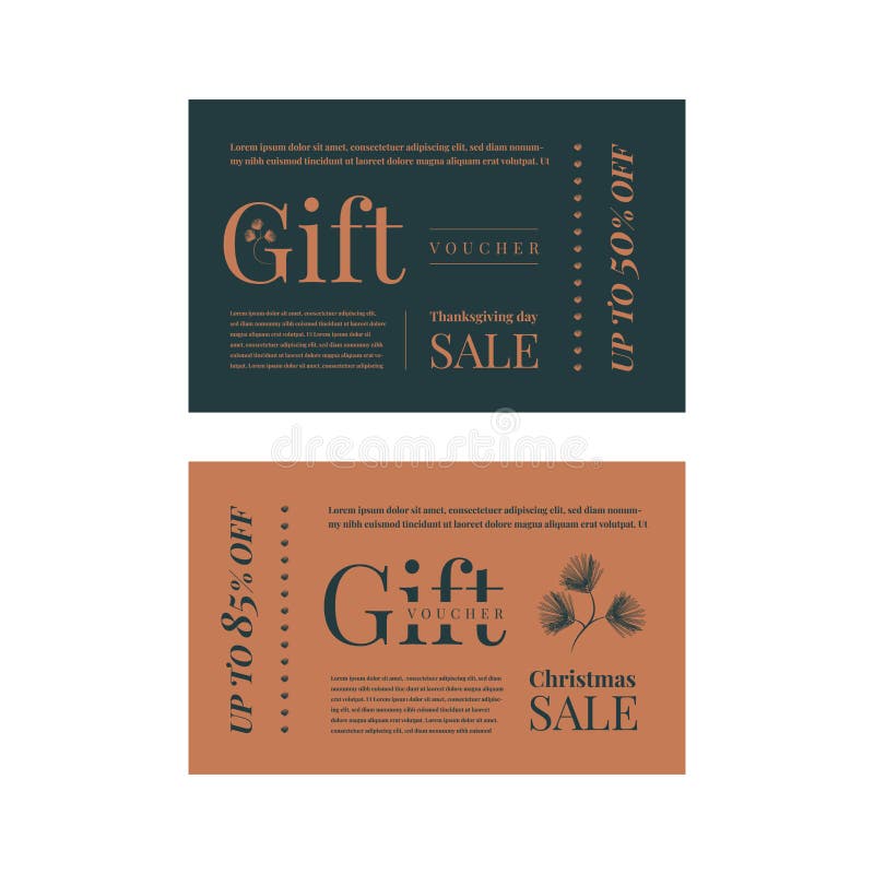 Vintage Gift Voucher Vector Sale Template Set Stock Vector ...