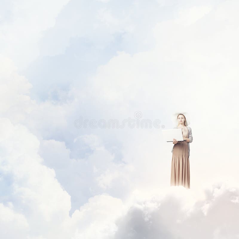 Vintage girl with laptop stock photo. Image of vintage - 61386688