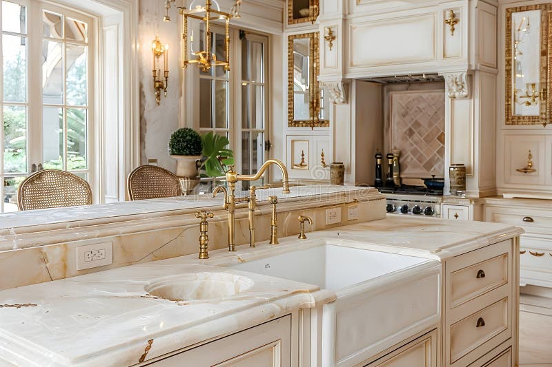 Vintage Glamorous Kitchen with Elegant Design Features Stock ...