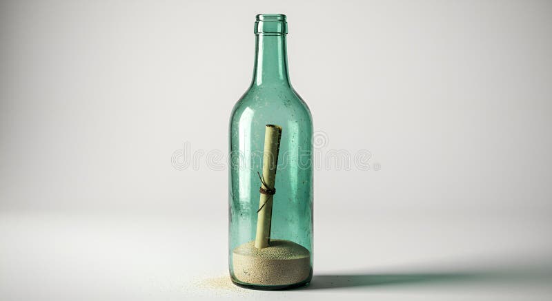 Vintage Glass Bottle with Message in Sand Stock Photo - Image of story ...