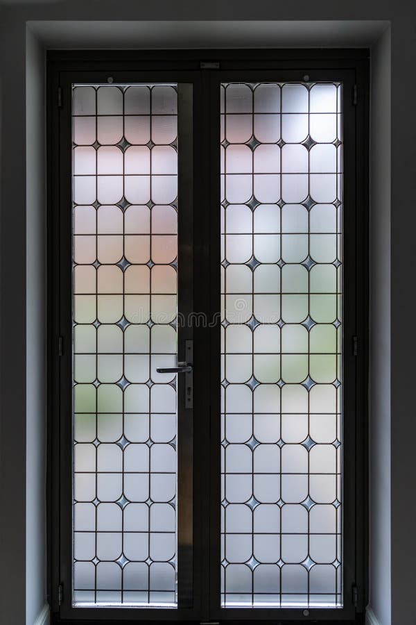 Vintage Glass Entrance Door Stock Image - Image of artistic, brass ...