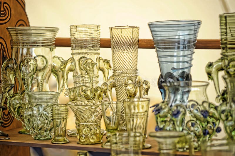 Vintage glass goblets stock photo. Image of green, goblets - 31696510