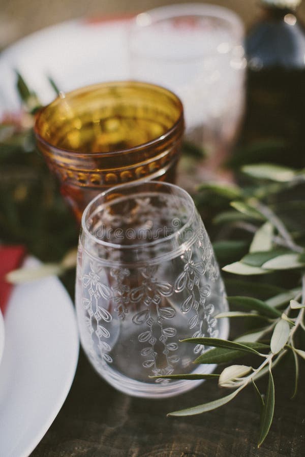 Vintage glasses on table stock photo. Image of candlelight - 78355318