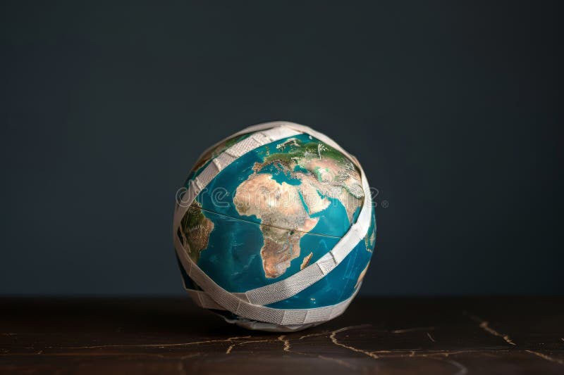 Vintage Globe on Gradient Background Wrapped in a Bandage ...