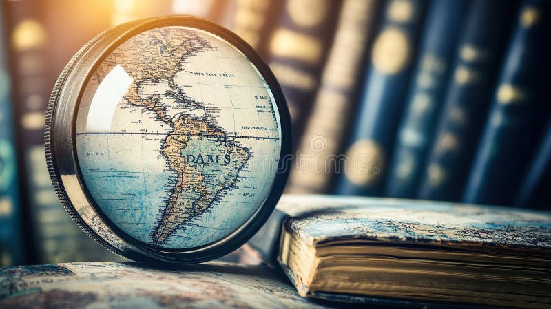 Vintage Globe Old Map Books Background Library Setting Education Stock ...